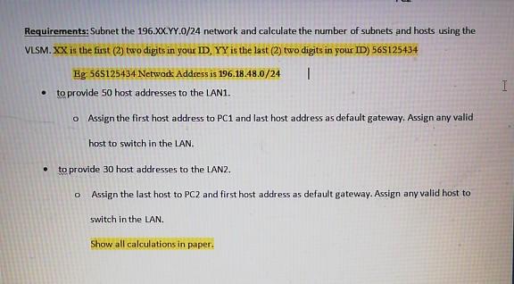 Solved Create the given topology, calculate the IP | Chegg.com