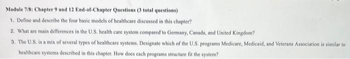 Solved Module 7/8: Chapter 9 and 12 End-of-Chapter Questions | Chegg.com