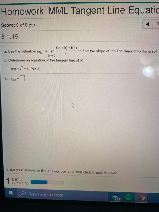 Solved Homework: MML Tangent Line Equatic Score: 0 of 8 pts | Chegg.com