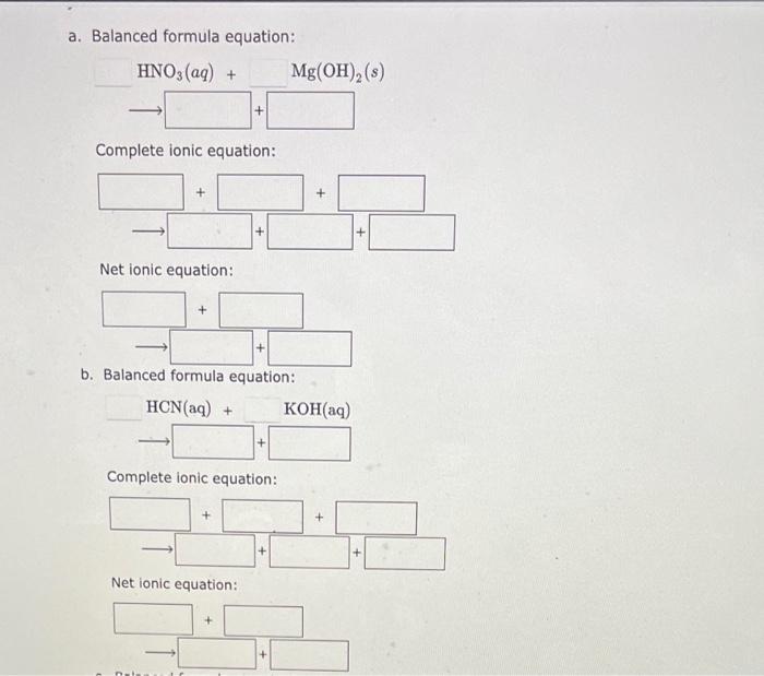 Solved a. Balanced formula equation: Complete ionic | Chegg.com