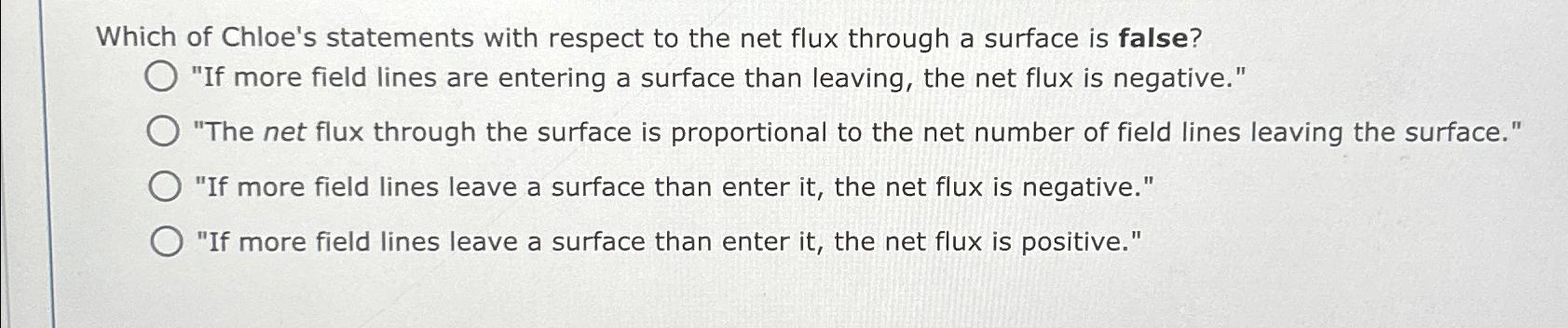 Solved Which of Chloe's statements with respect to the net | Chegg.com