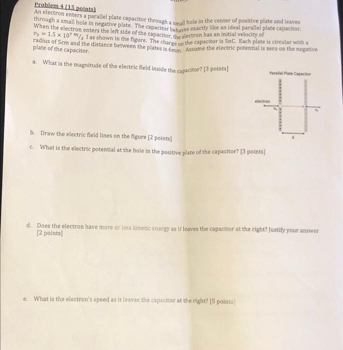 Solved Problem 4 (15 points) theneh a small hole in negative | Chegg.com