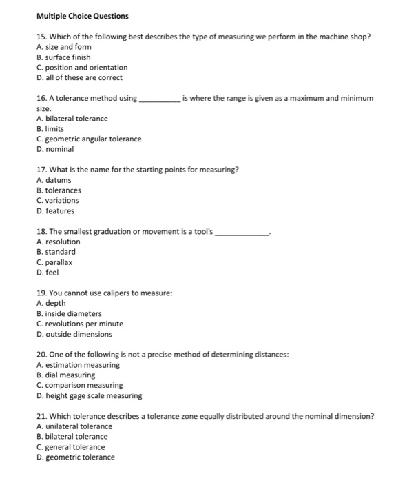 Solved Multiple Choice Questions 15. Which of the following | Chegg.com