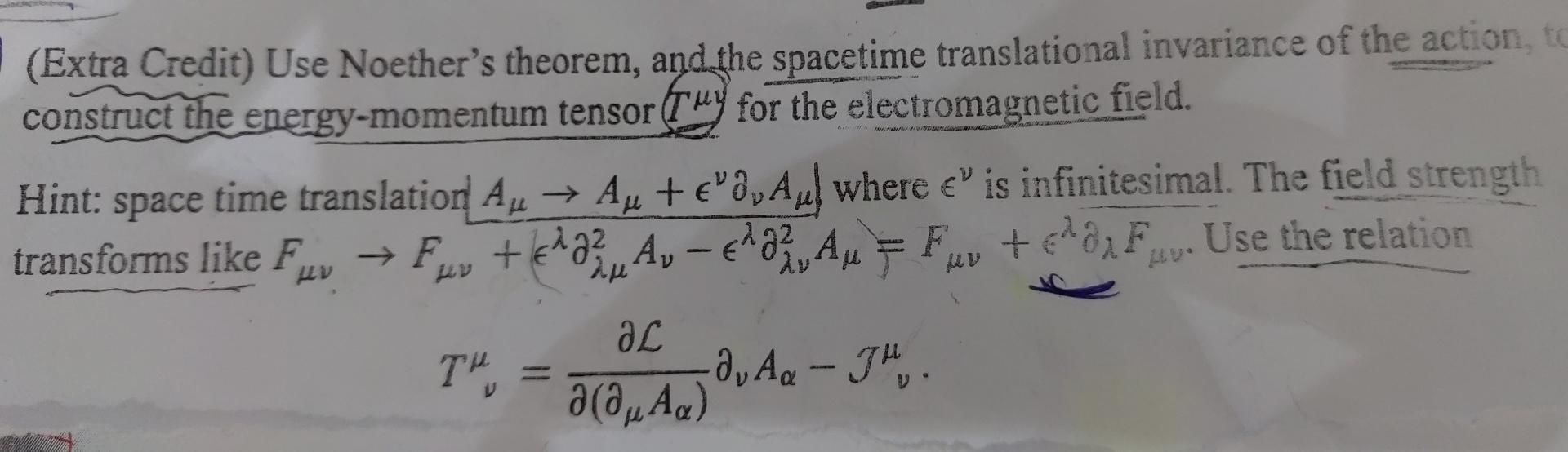 Solved (Extra Credit) Use Noether's theorem, and the | Chegg.com