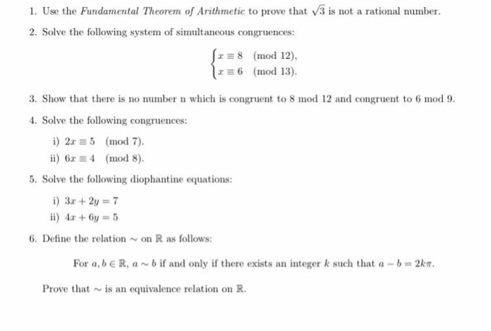 Solved 1. Use the Fundamental Theorem of Arithmetic to prove | Chegg.com