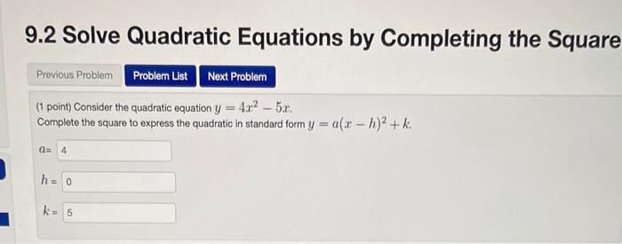 Solved 9.2 Solve Quadratic Equations by Completing the | Chegg.com