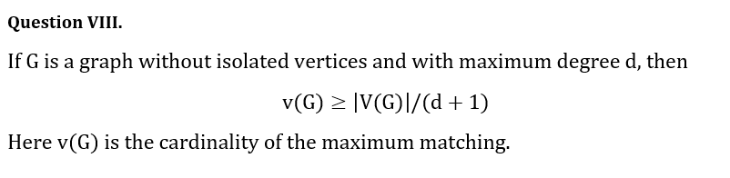 Solved Question VIII.If G ﻿is a graph without isolated | Chegg.com