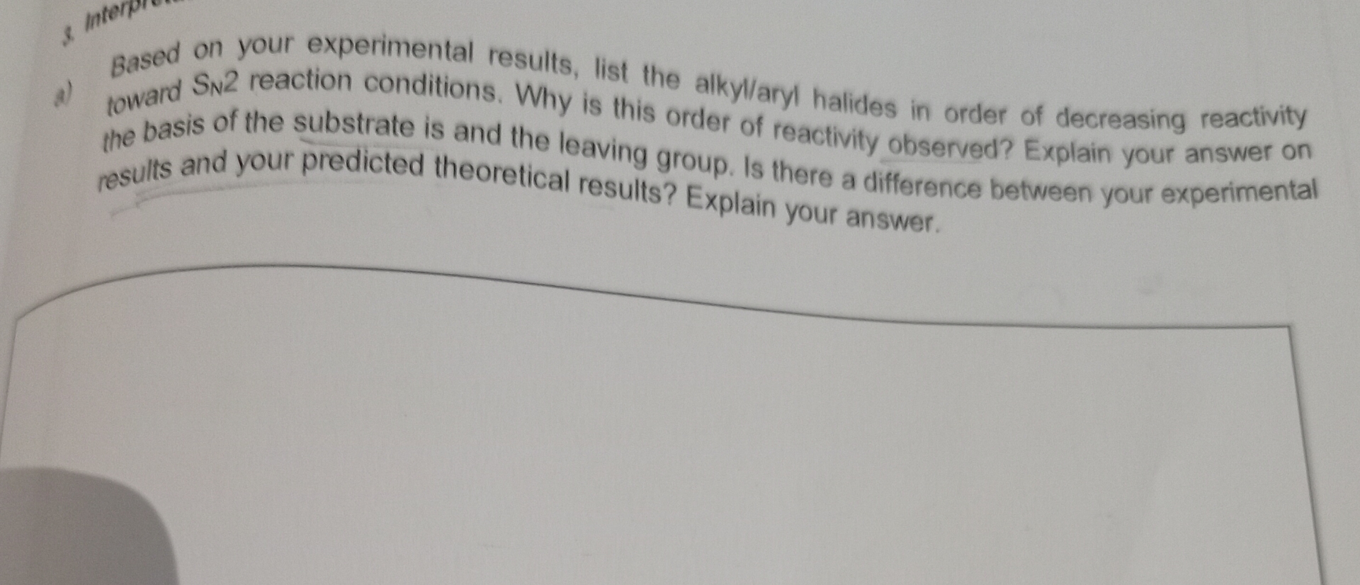 Solved Based on your experimental results, list the | Chegg.com