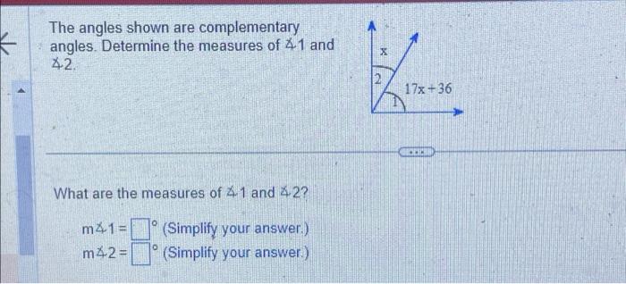 Solved K The angles shown are complementary angles. | Chegg.com