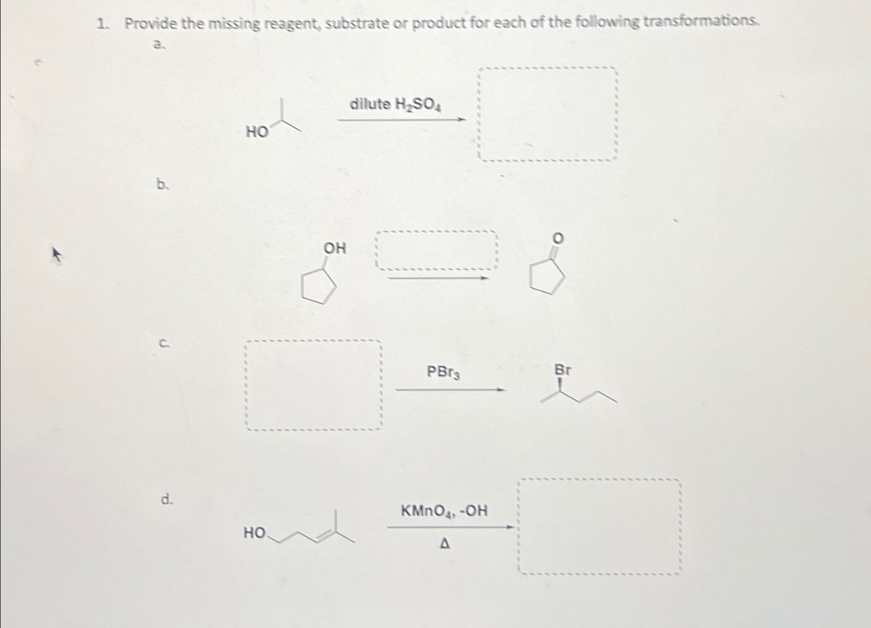 Solved Provide the missing reagent, substrate or product for | Chegg.com