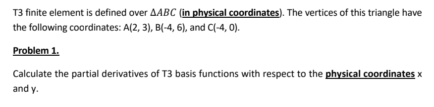 Solved T3 ﻿finite element is defined over ????ABC (in | Chegg.com