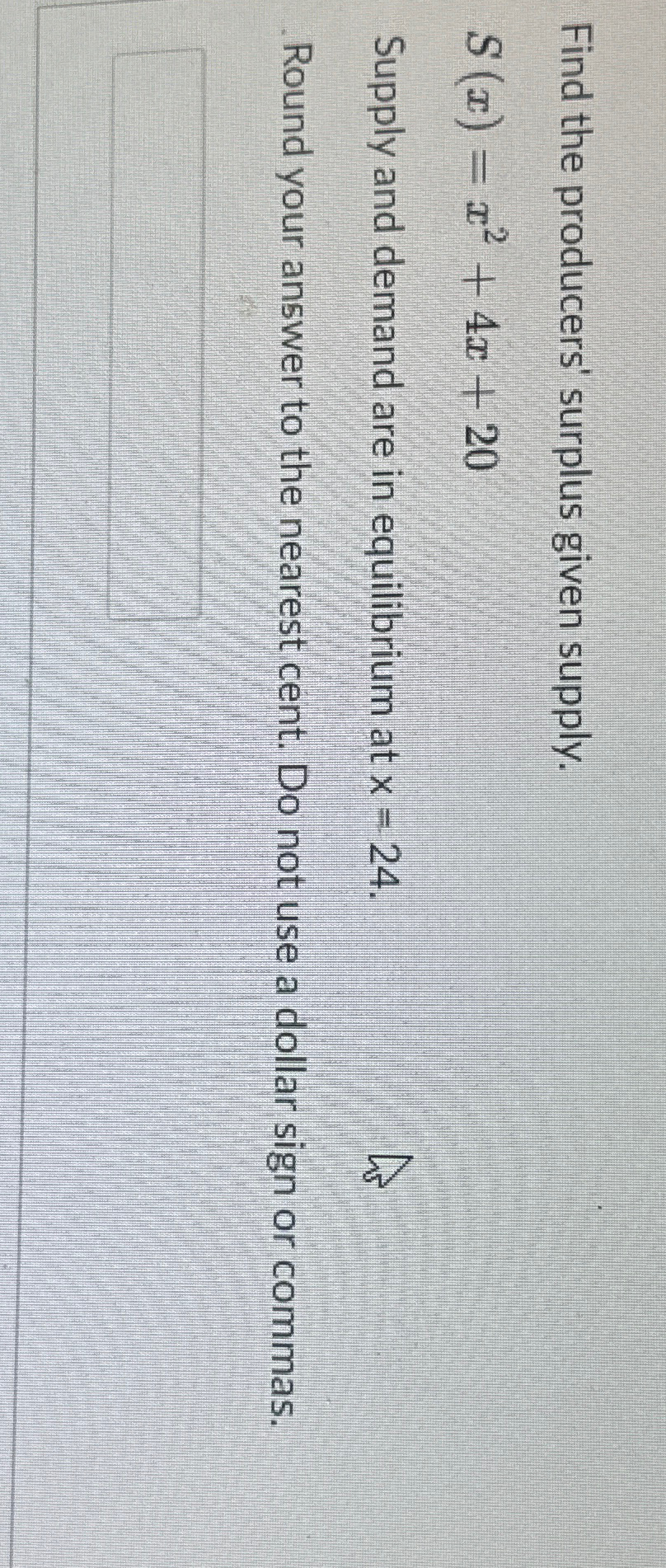 Solved Find the producers' surplus given | Chegg.com