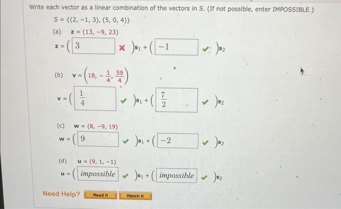 Solved Write each vector as a linear combination of the | Chegg.com