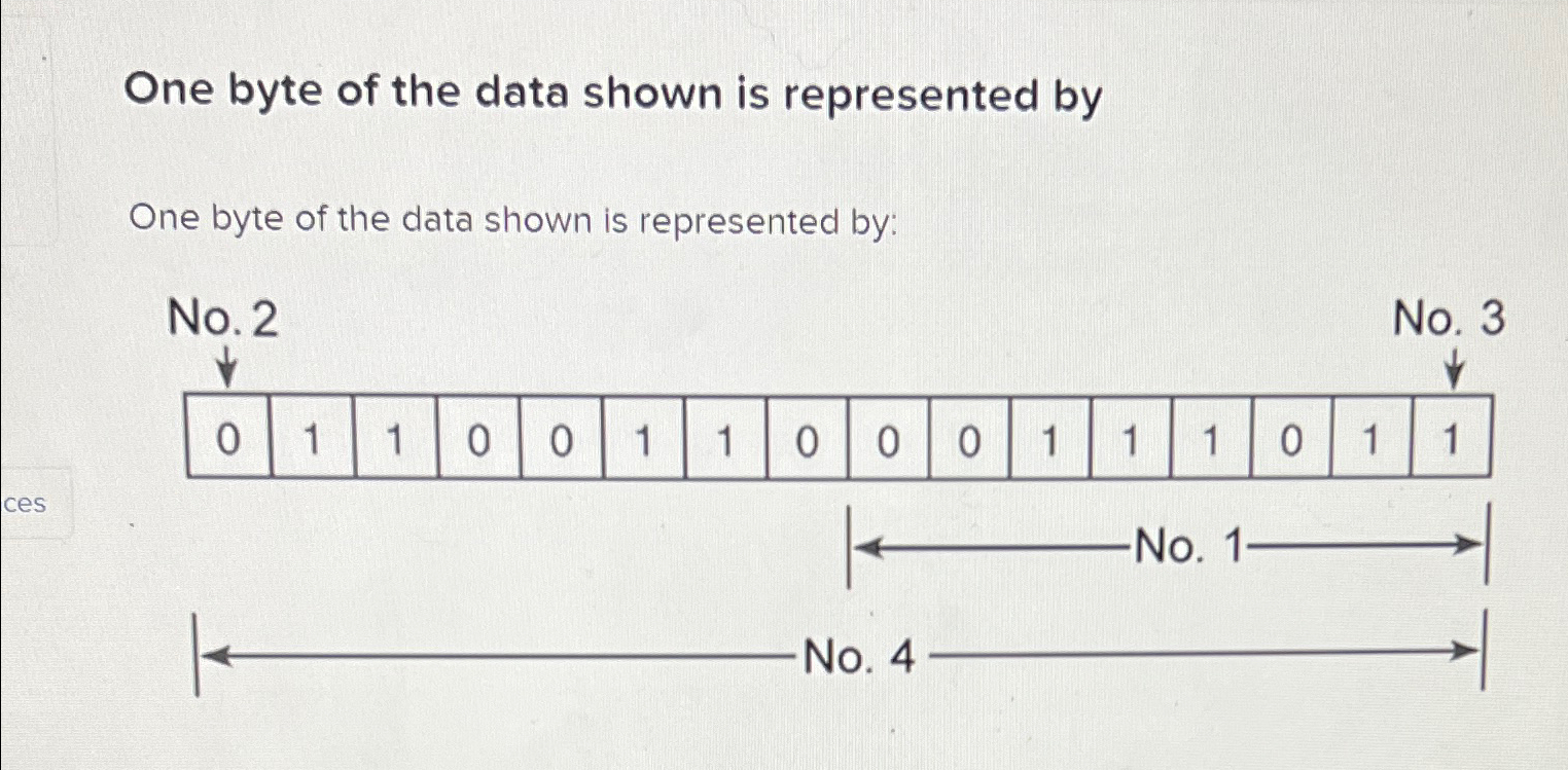 Solved One byte of the data shown is represented byOne byte | Chegg.com