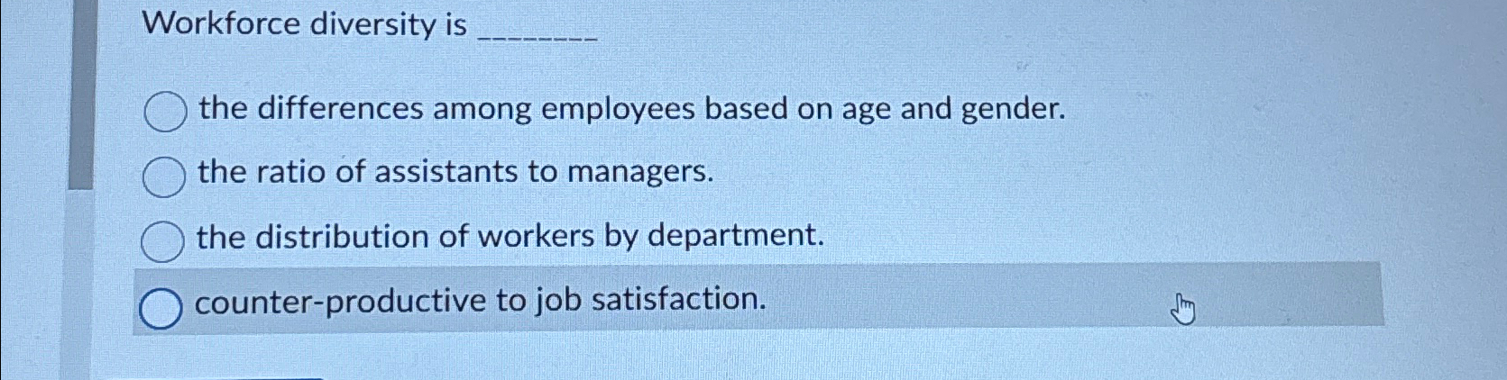 Solved Workforce diversity is q, ﻿the differences among | Chegg.com