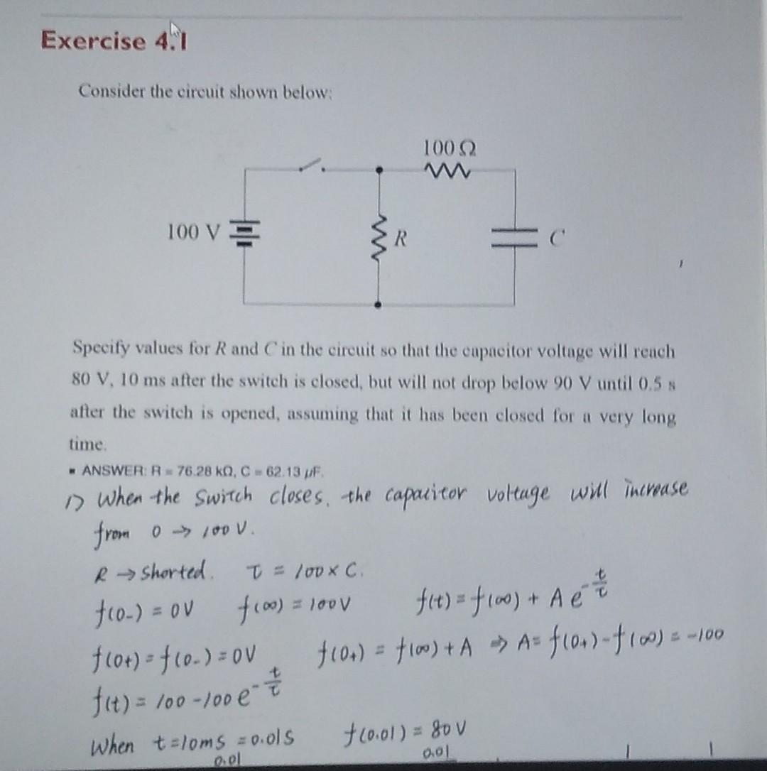 Solved Consider the circuit shown below: Specify values for | Chegg.com