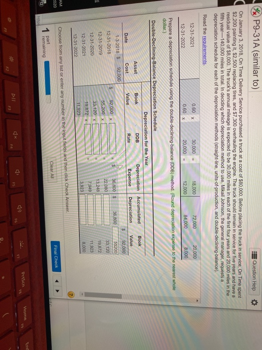 Solved 12-31-2022 0.60 X 20,000 = 12,000 84,000 8,000 | Chegg.com