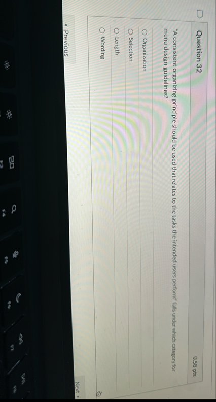 Solved Question 320.58 ﻿pts"A consistent organizing | Chegg.com