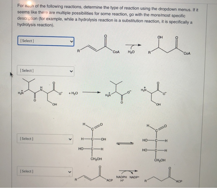 Solved For each of the following reactions, determine the | Chegg.com