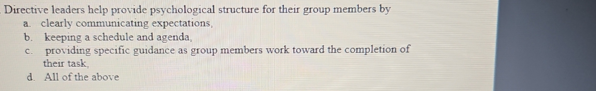 Solved Directive leaders help provide psychological | Chegg.com
