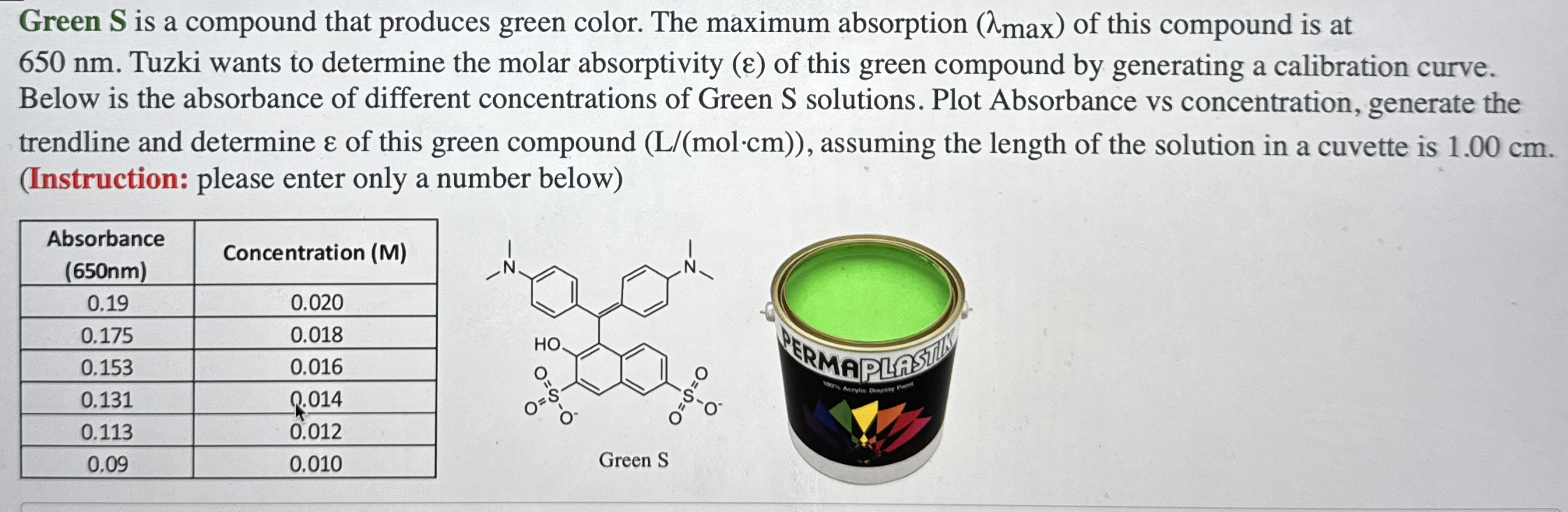 Solved Green S ﻿is a compound that produces green color. The | Chegg.com