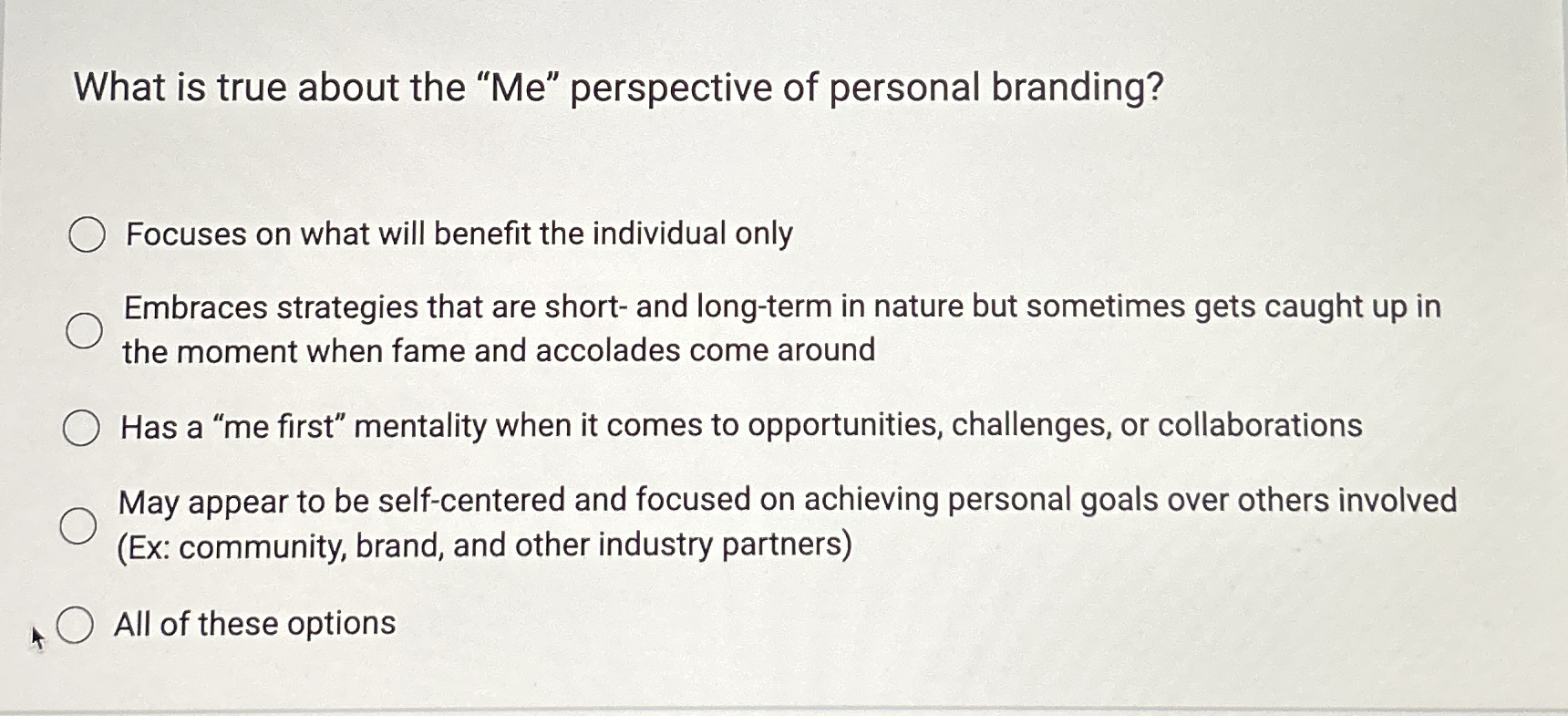 Solved What is true about the "Me" ﻿perspective of personal | Chegg.com