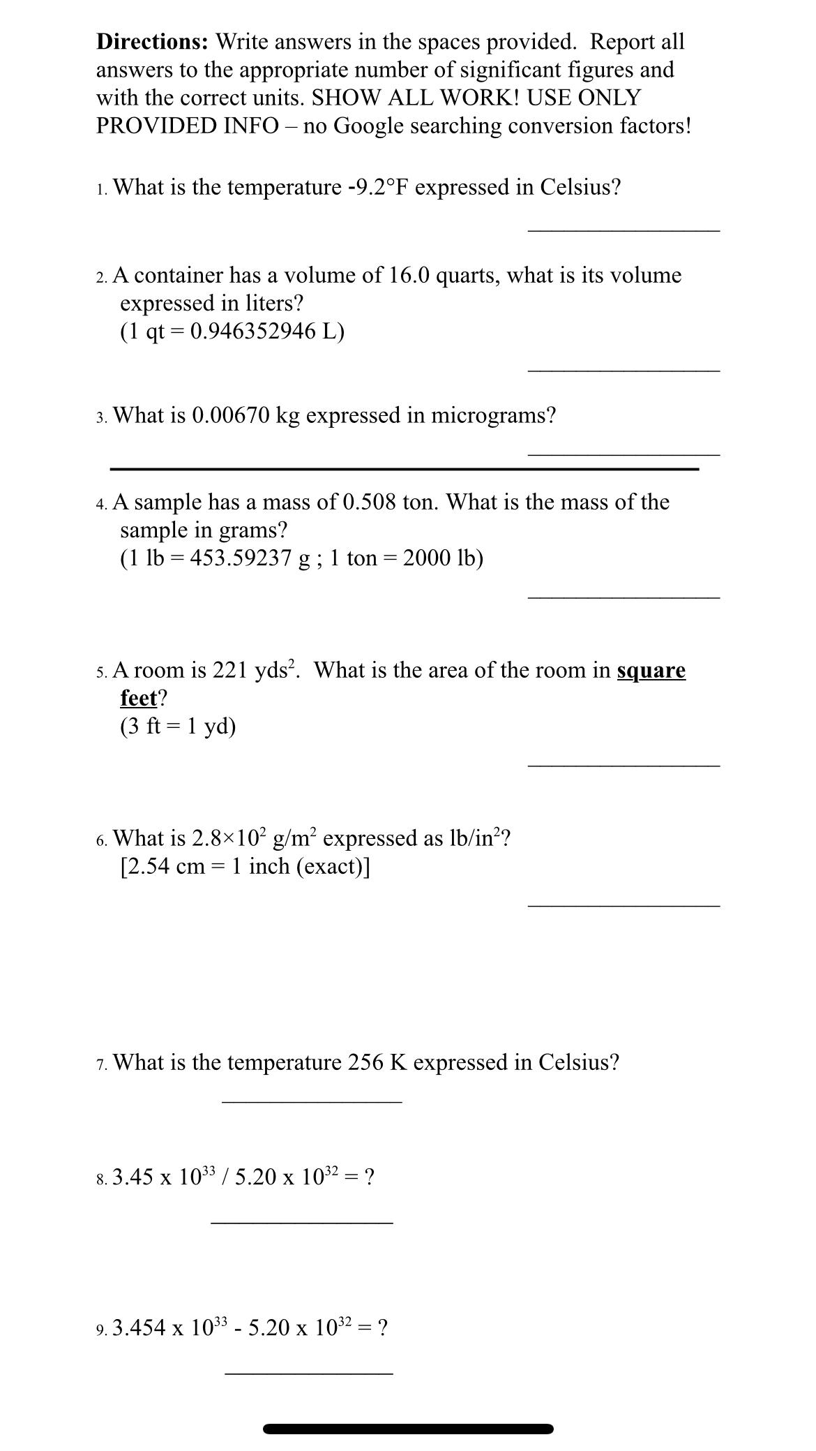 Solved Directions: Write answers in the spaces provided. | Chegg.com