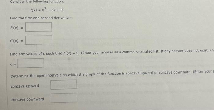 Solved Consider the following function. f(x)=x2−3x+9 Find | Chegg.com