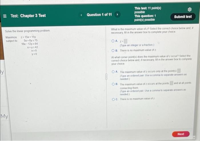 Solved Test: Chapter 3 Test Question 1 of 11 This test: 11 | Chegg.com