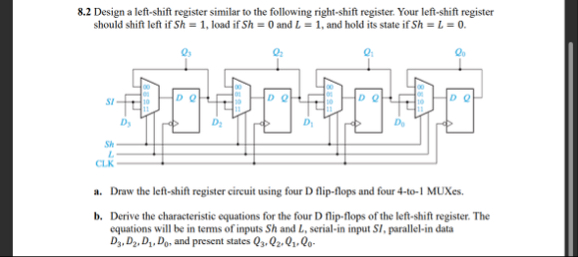 Solved 8.2 ﻿Design a left-shift register similar to the | Chegg.com