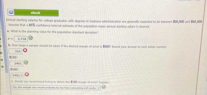 Solved Annual starting salaries for college graduates with | Chegg.com