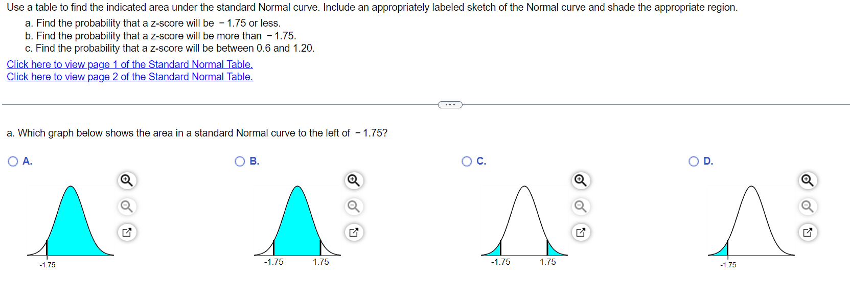 Solved Use a table to find the indicated area under the | Chegg.com