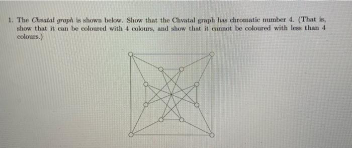 Solved 1. The Chvatal graph is shown below. Show that the | Chegg.com