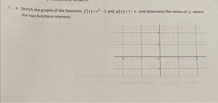 Solved 1. a. Sketch the graphs of the functions f(x)=x2−1 | Chegg.com