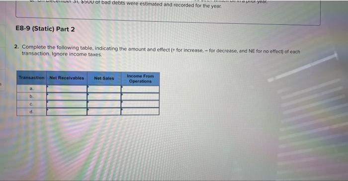 Solved Required information E8-9 (Static) Recording and | Chegg.com