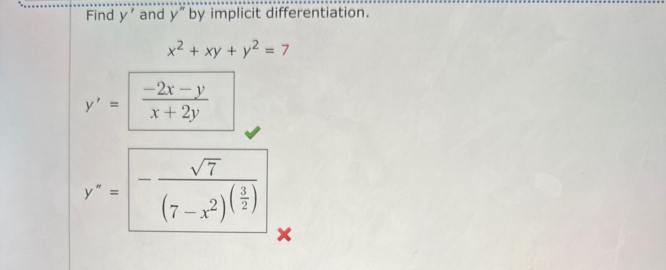 Solved Find y' ﻿and y'' ﻿by implicit | Chegg.com