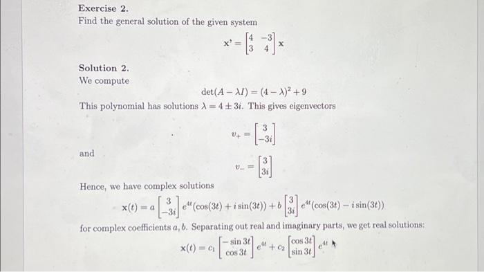 Solved Exercise 2. Find the general solution of the given | Chegg.com
