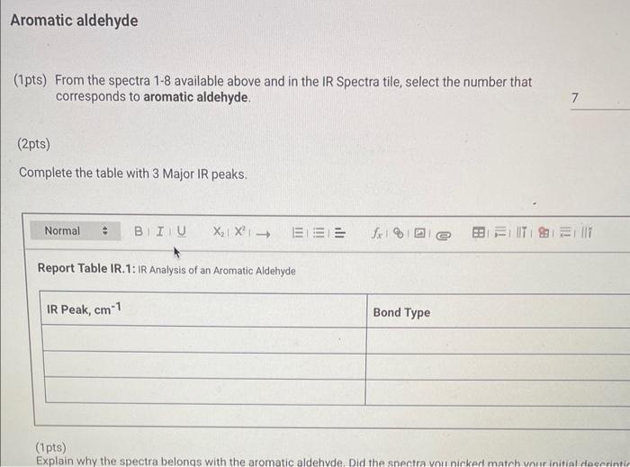 Solved Aromatic Aldehyde 1pts From The Spectra 1 8