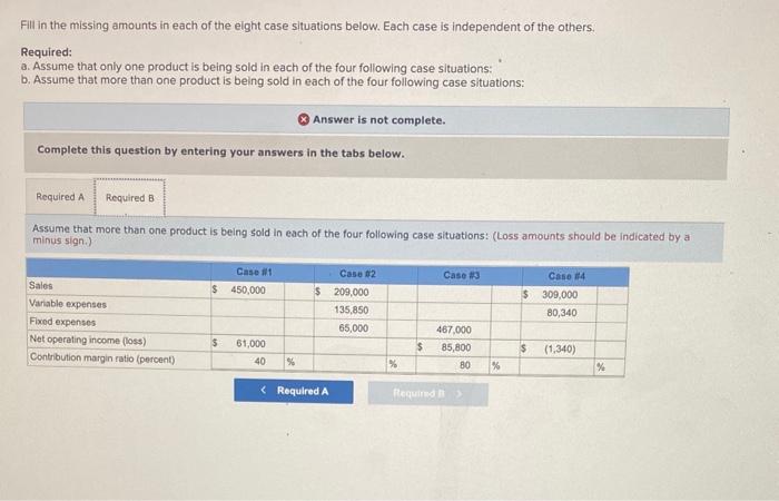Solved Fill in the missing amounts in each of the eight case | Chegg.com