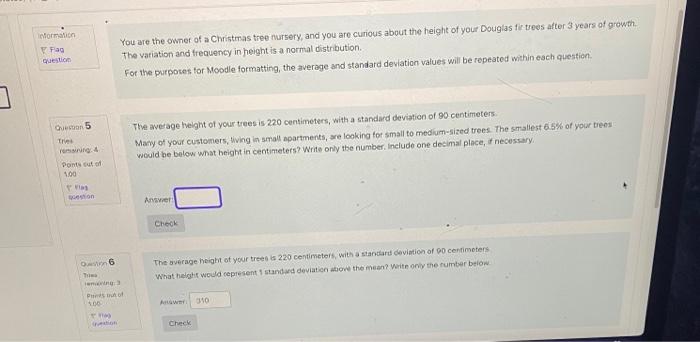 Solved The average height of your trees is 220 centimeters, | Chegg.com