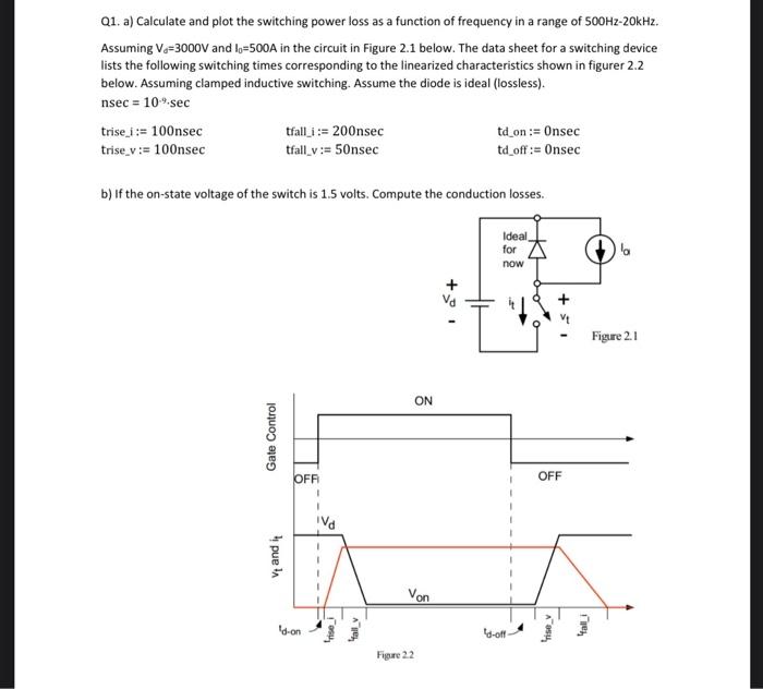 Solved Q1. a) Calculate and plot the switching power loss as | Chegg.com