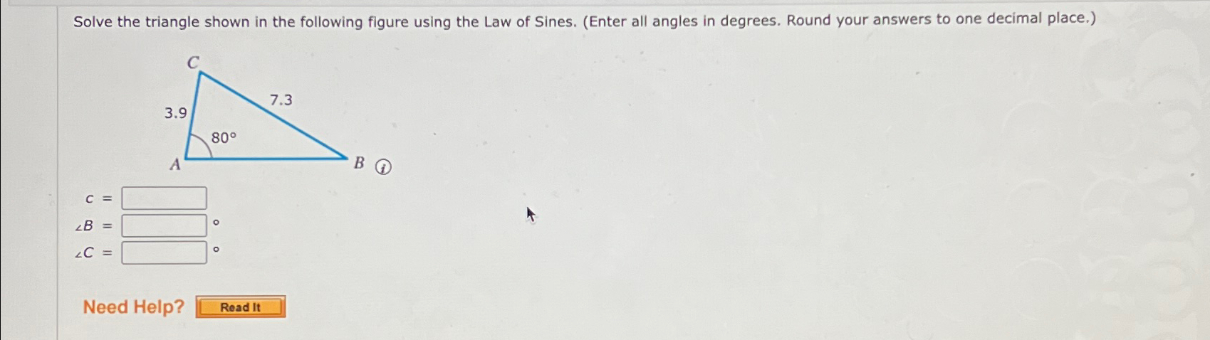 Solved Solve the triangle shown in the following figure | Chegg.com