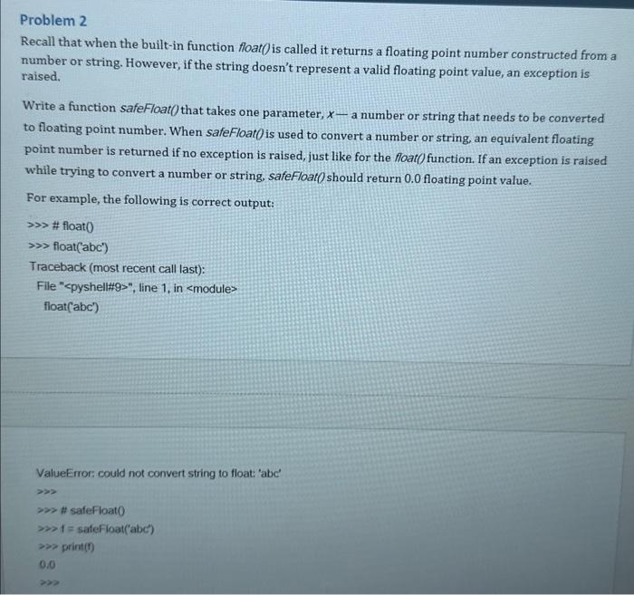 Solved Problem 1 Recall That When The Built In Function 