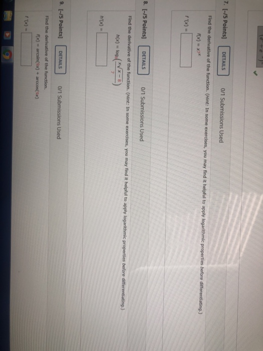 Solved e 7. [-15 Points] DETAILS 0/1 Submissions Used Find | Chegg.com