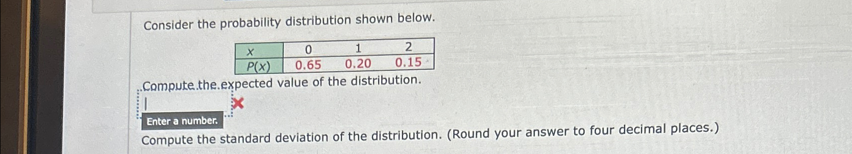 Solved Consider the probability distribution shown | Chegg.com