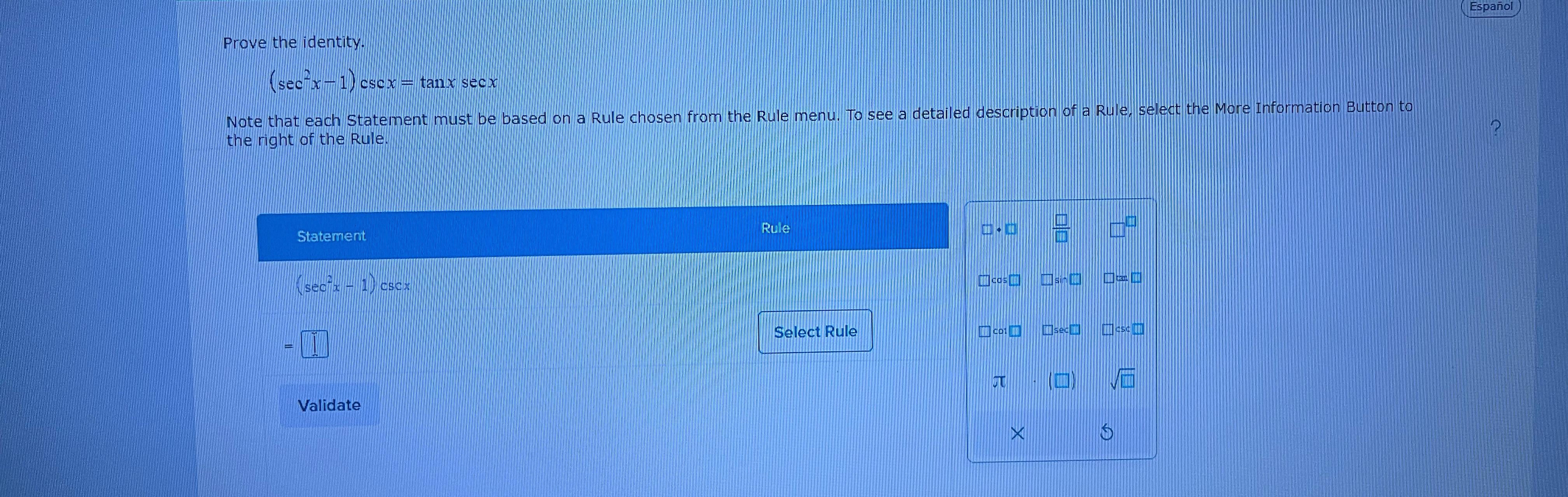 Solved Prove the identity.(sec2x-1)cscx=tanxsecxNote that | Chegg.com Solved Prove the identity.(sec2x-1)cscx=tanxsecxNote that | Chegg.com