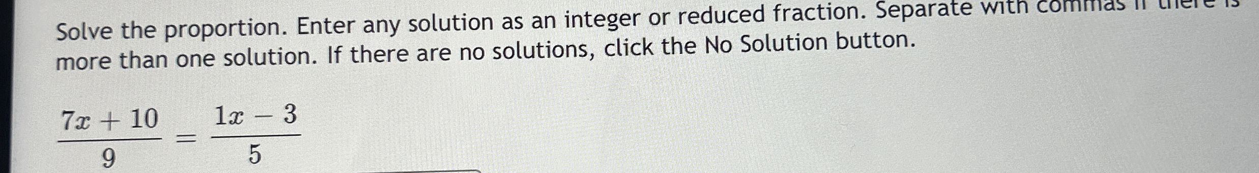 Solved Solve the proportion. Enter any solution as an | Chegg.com