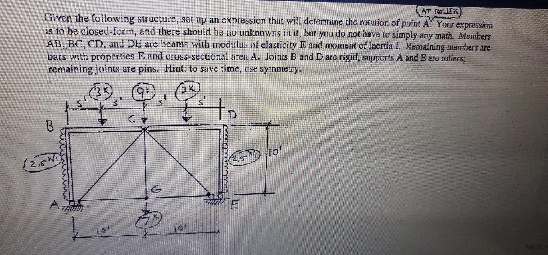 Solved AT Given the following structure, set up an | Chegg.com