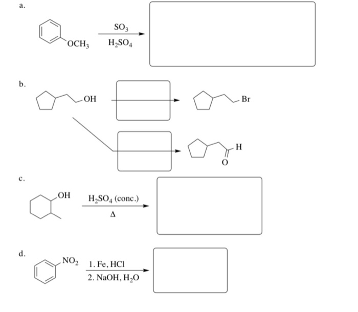Solved SO3 OCH H2SO4 c. OH H2SO4 (conc.) NO2 1. Fe, HCI 2. | Chegg.com