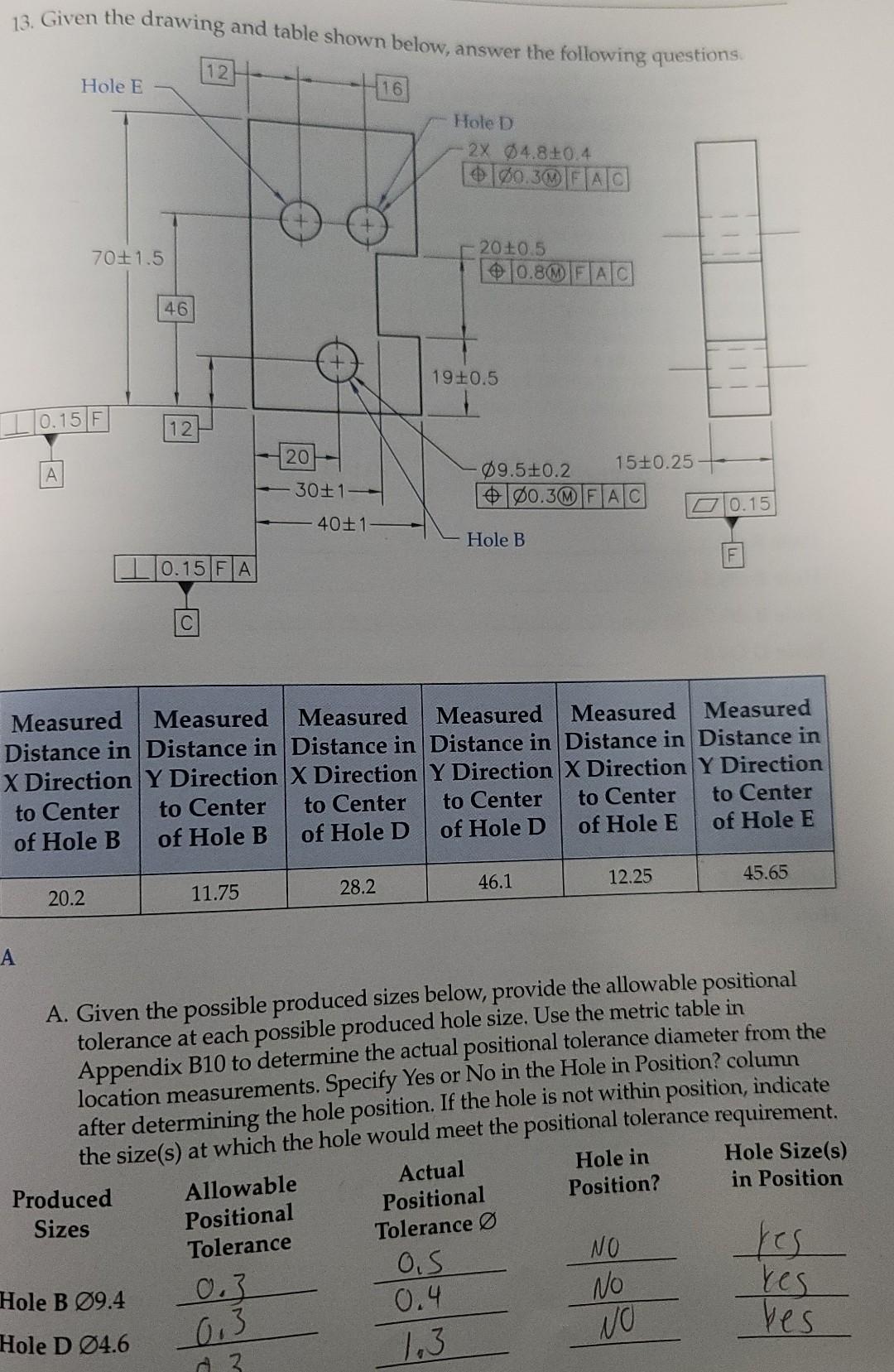 Solved 432 Geometric Dimensioning and Tolerancing B. Using | Chegg.com